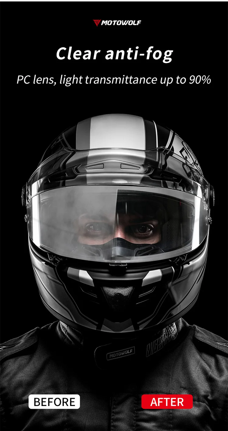 MOTOWOLF Anti-Fog Sticker Helmet Film - Transparent & Durable