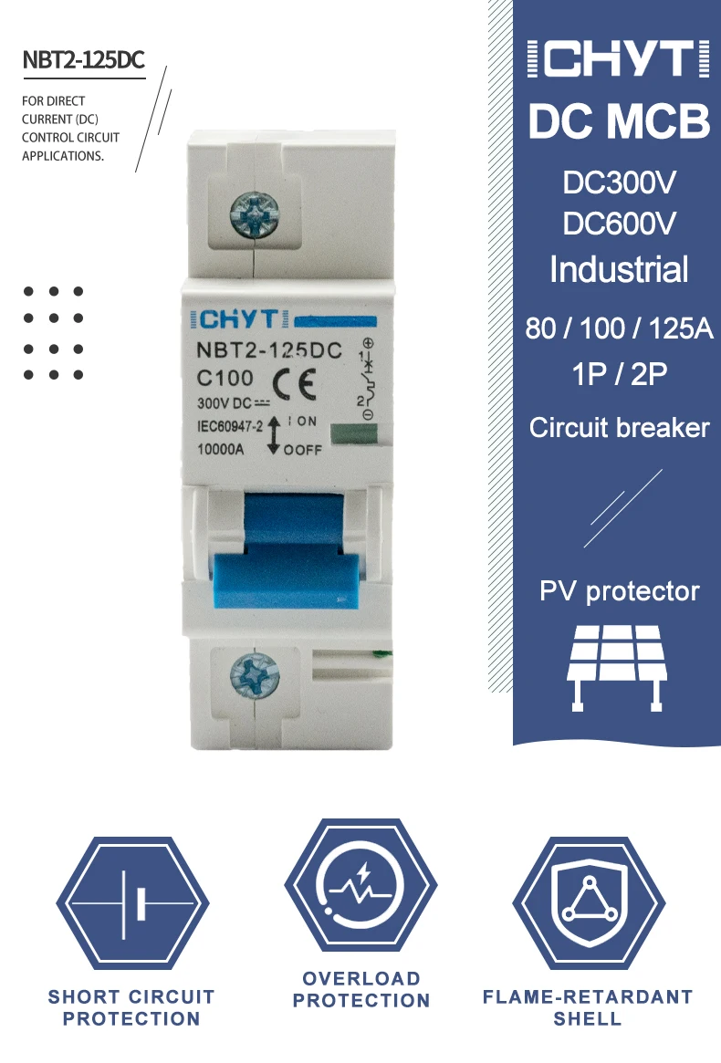 Multi-application 125a 10ka Miniature Circuit Breaker Up To 125a Mcb Dc ...