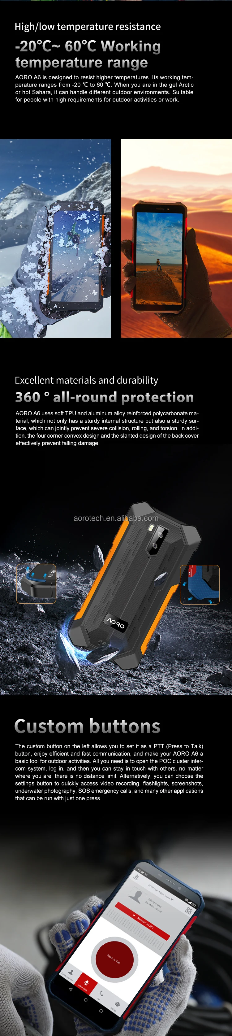 AORO Android Explosion Proof Mobile Phones - IP68 Waterproof