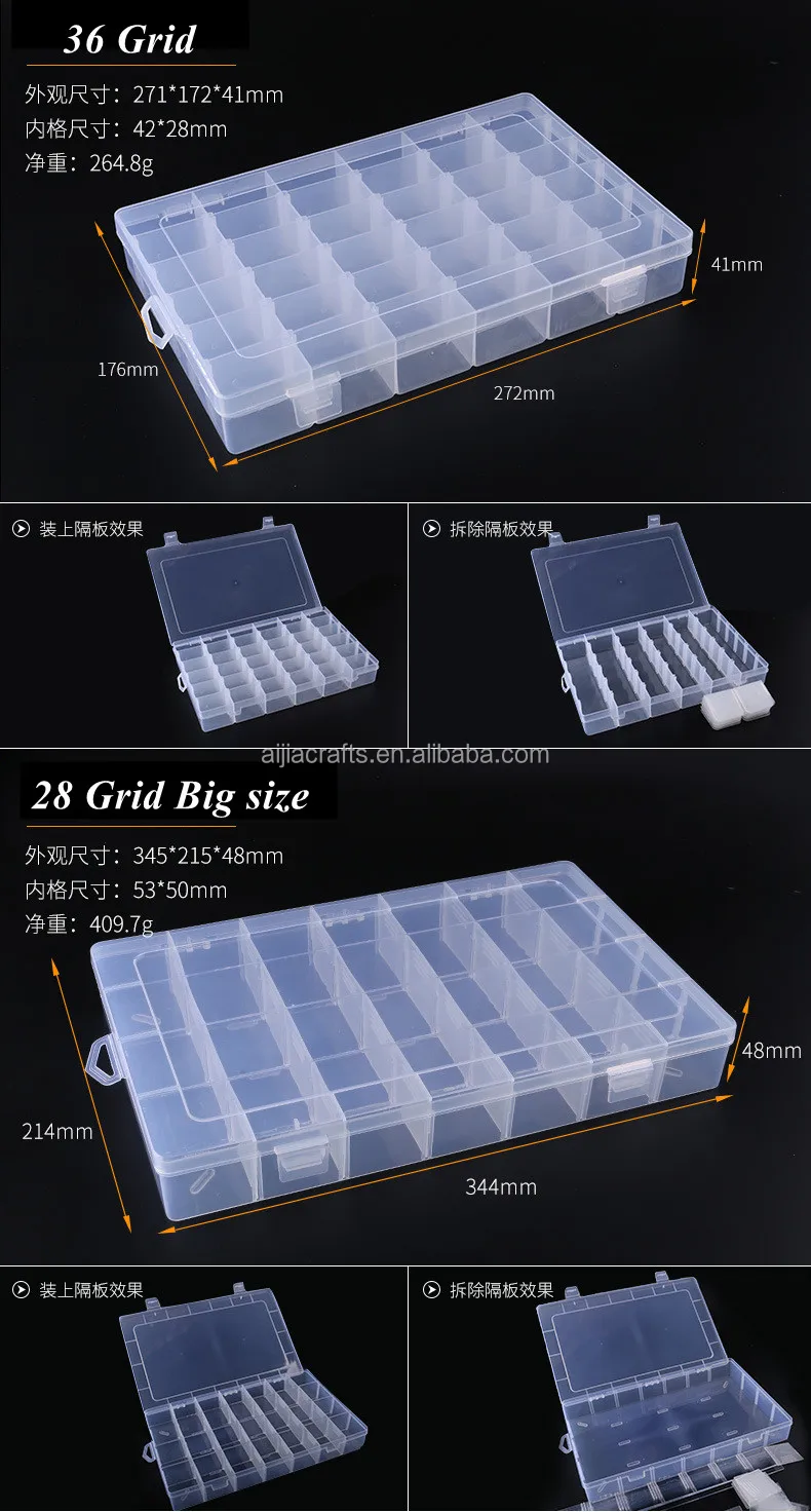 Organizer Box Clear Plastic Adjustable Compartments Storage Container ...