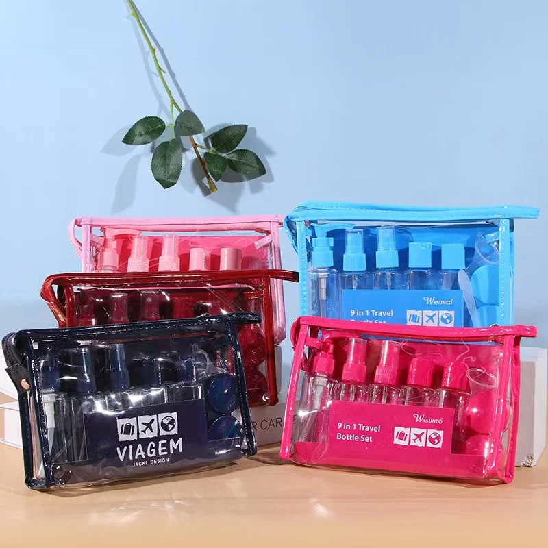 LOW MOQ 60ml 10g Portable pink Blue Red Travel Bottle Set Cosmetic ...