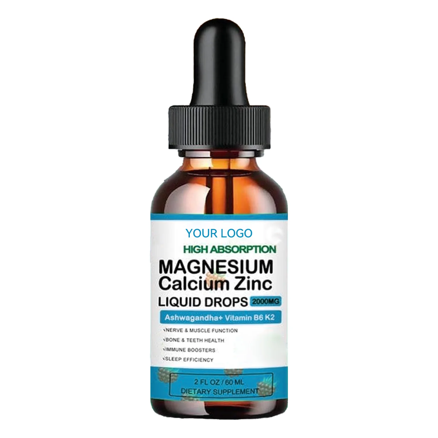 OEM Service D3+K2 Liquid Drops with Calcium Magnesium Zinc for Dietary ...