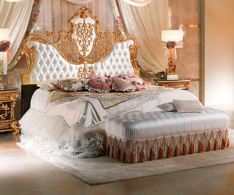 OE-FASHION Custom European Style Solid Wood Double Bed