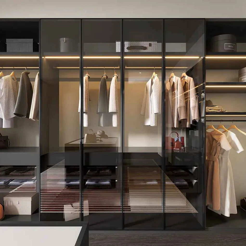 Customized Modern LED Aluminium Walk-in Closet Custom Bedroom Furniture ...