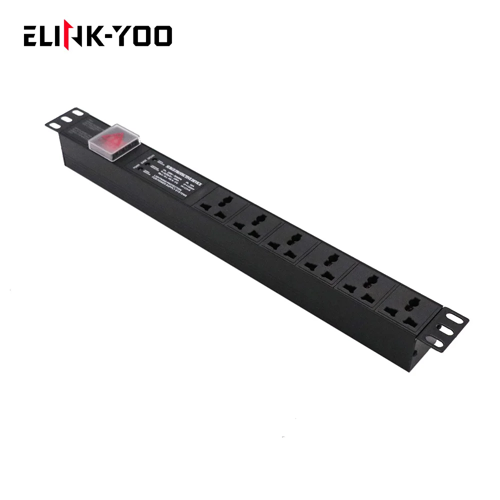 1U 6 Ways Universal Power SPD PDU Outlet with Filter Surge Protector