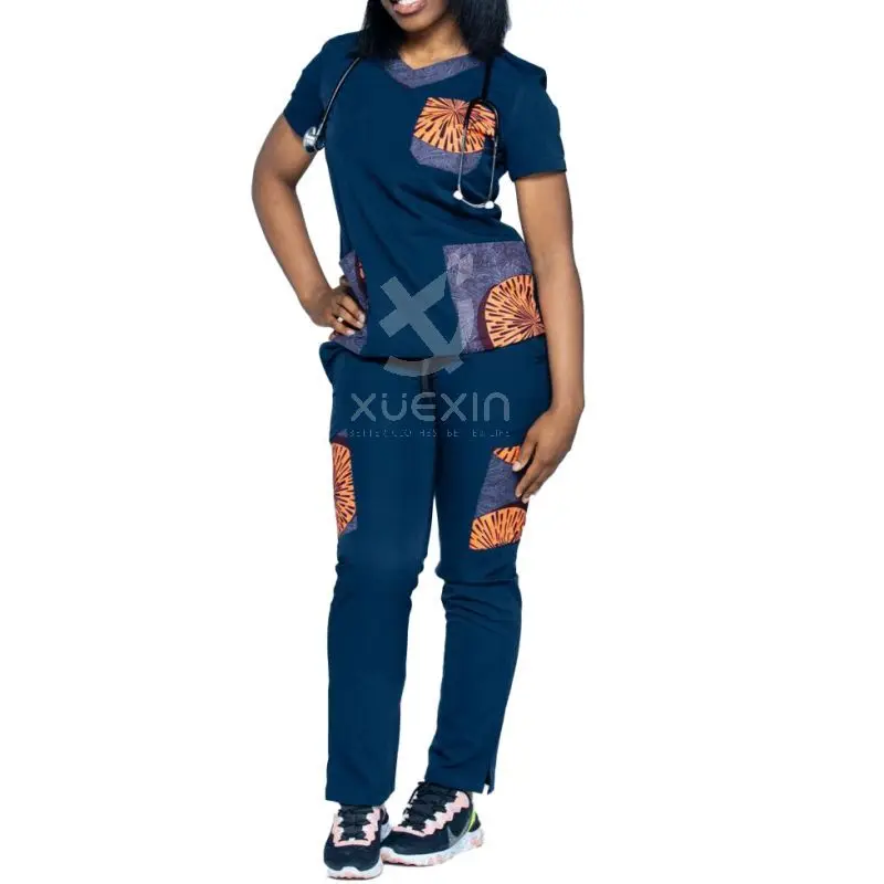 Medics African Print Scrubs Tops and Pants - Women's Sets