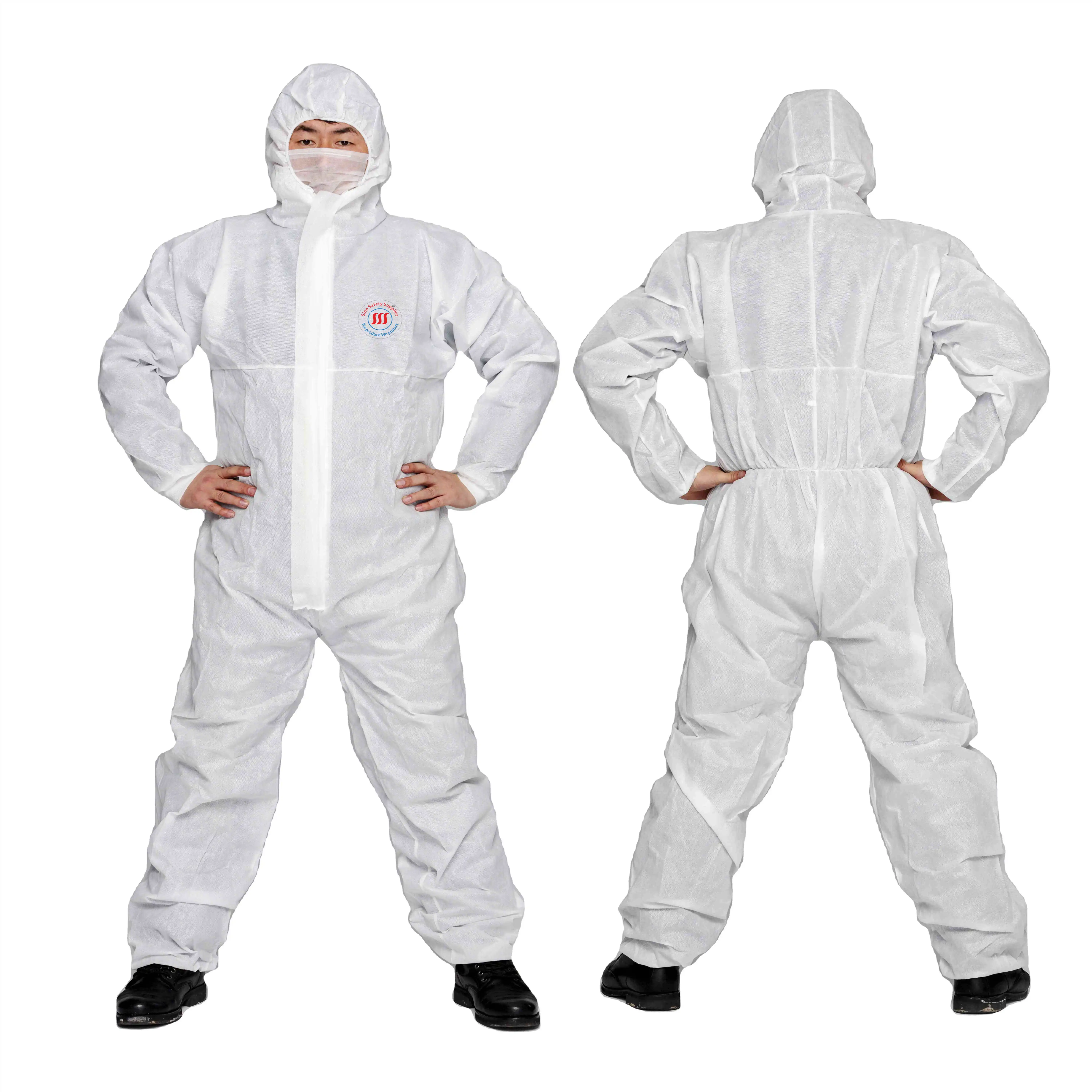 Oem Type 5 /6 Disposable Chemical Resistant Sms Coveralls With Hood - Buy Disposable Coveralls ...