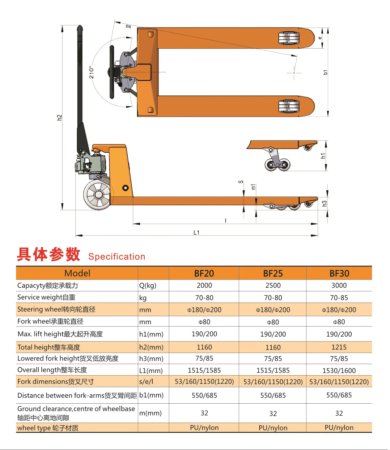 Forklift Manual Handling Trolley Transpalet 3t Hand Pallet Jack ...