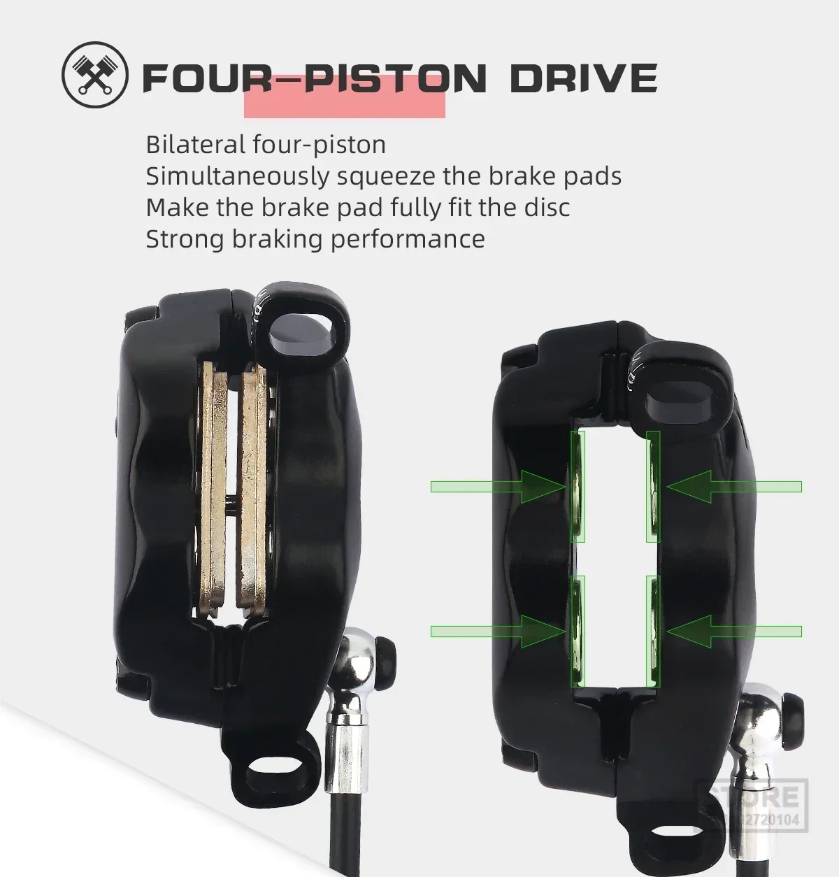 Nutt 4 Piston Hydraulic Disc Brake for Electric Scooters - Black ...
