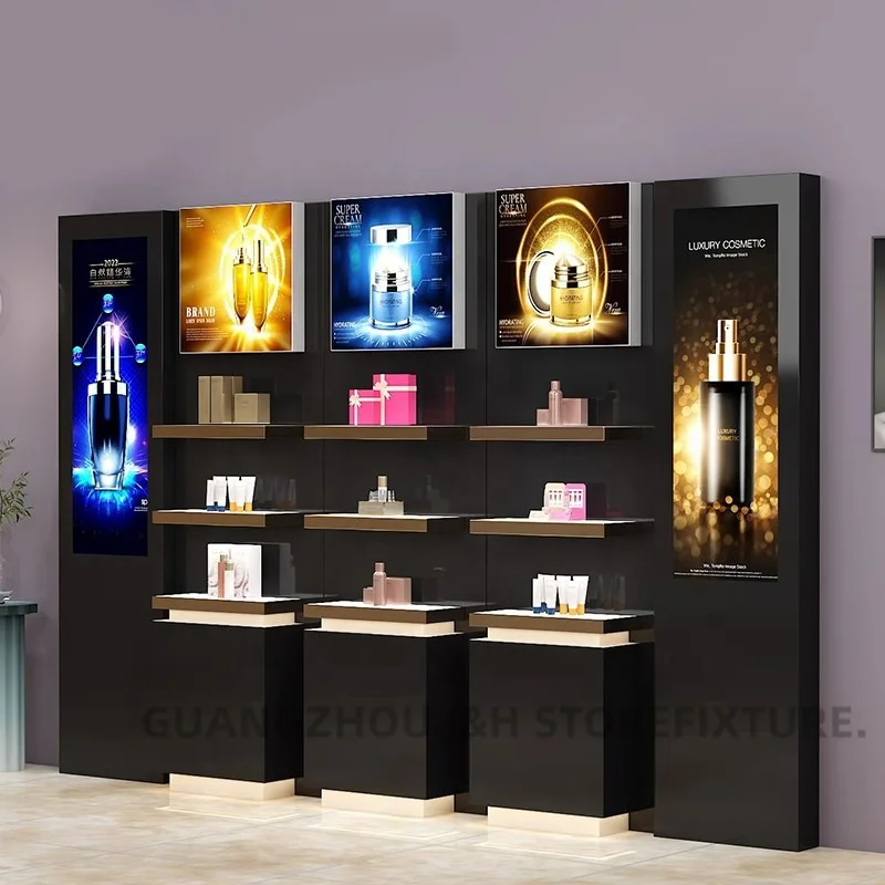 Luxury Custom Perfume Showcase Cabinet Wooden Cosmetics Product Stand ...