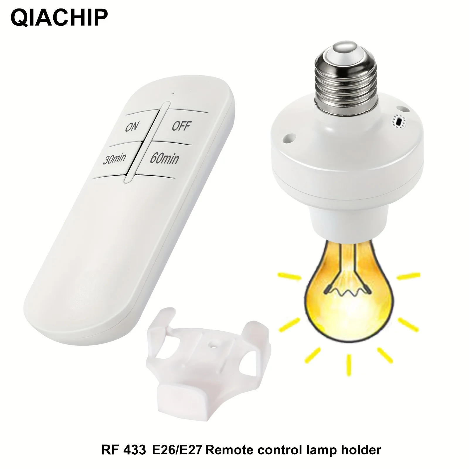 Remote Control Lamp Holder Rf 433mhz Wireless Remote Timer HoneyFly E27 Smart Lamp Base 220V ...