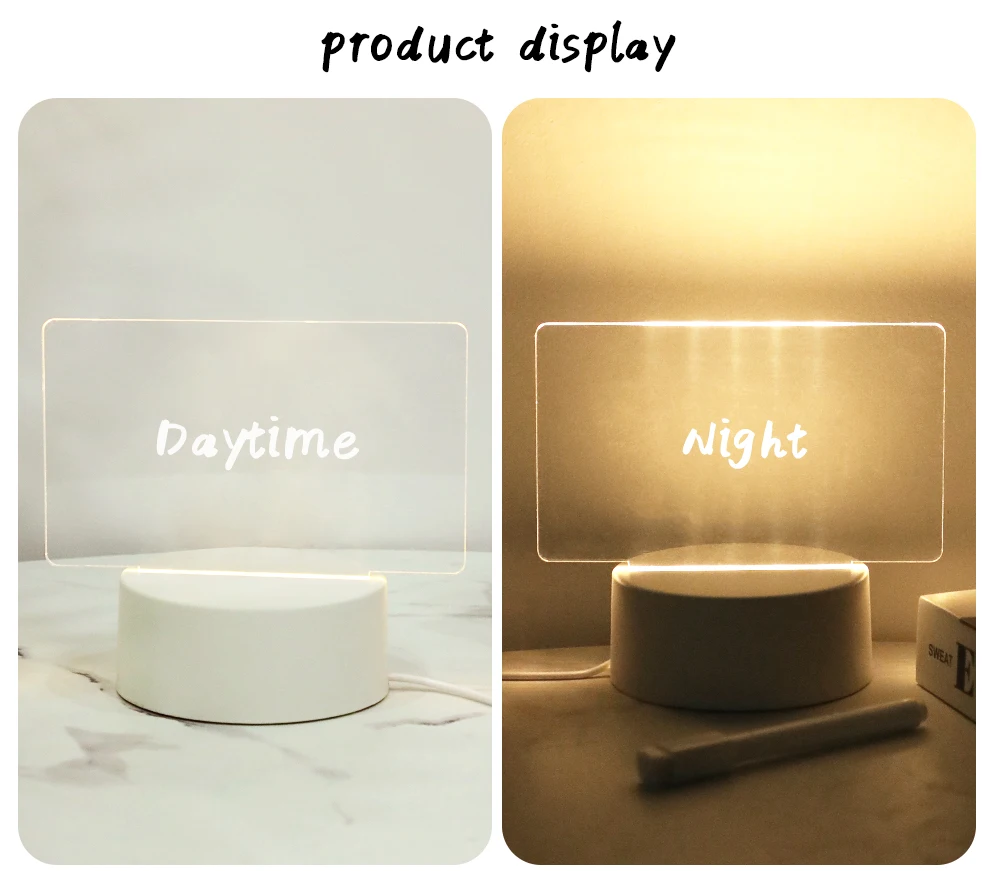 Custom Usb Creative 3d Led Night Light Diy Note Board Message Board Usb ...