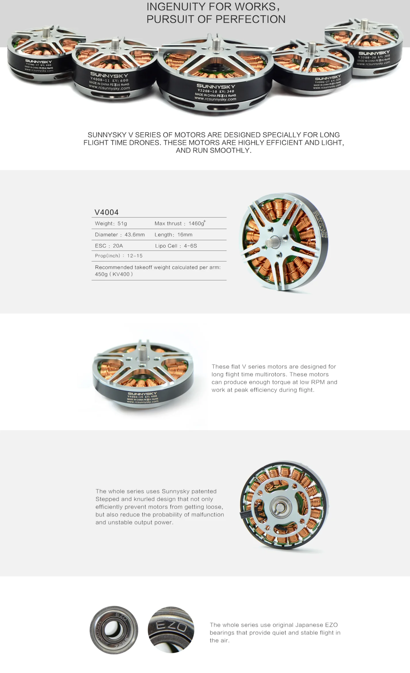 Sunnysky V4004 300KV 400KV Multi-Rotor Brushless Motor Equipped EOLO ...