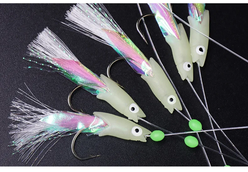 Wholesale String Fishing Group 5 Hooks Sabiki Rigs Luminous Bait Fish ...