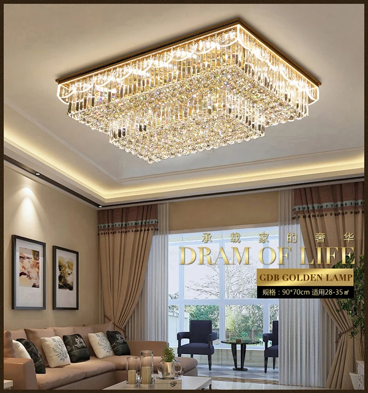 Modern Gold Luxury Dimmable Hotel Lobby Bedroom Living Room Rectangular ...