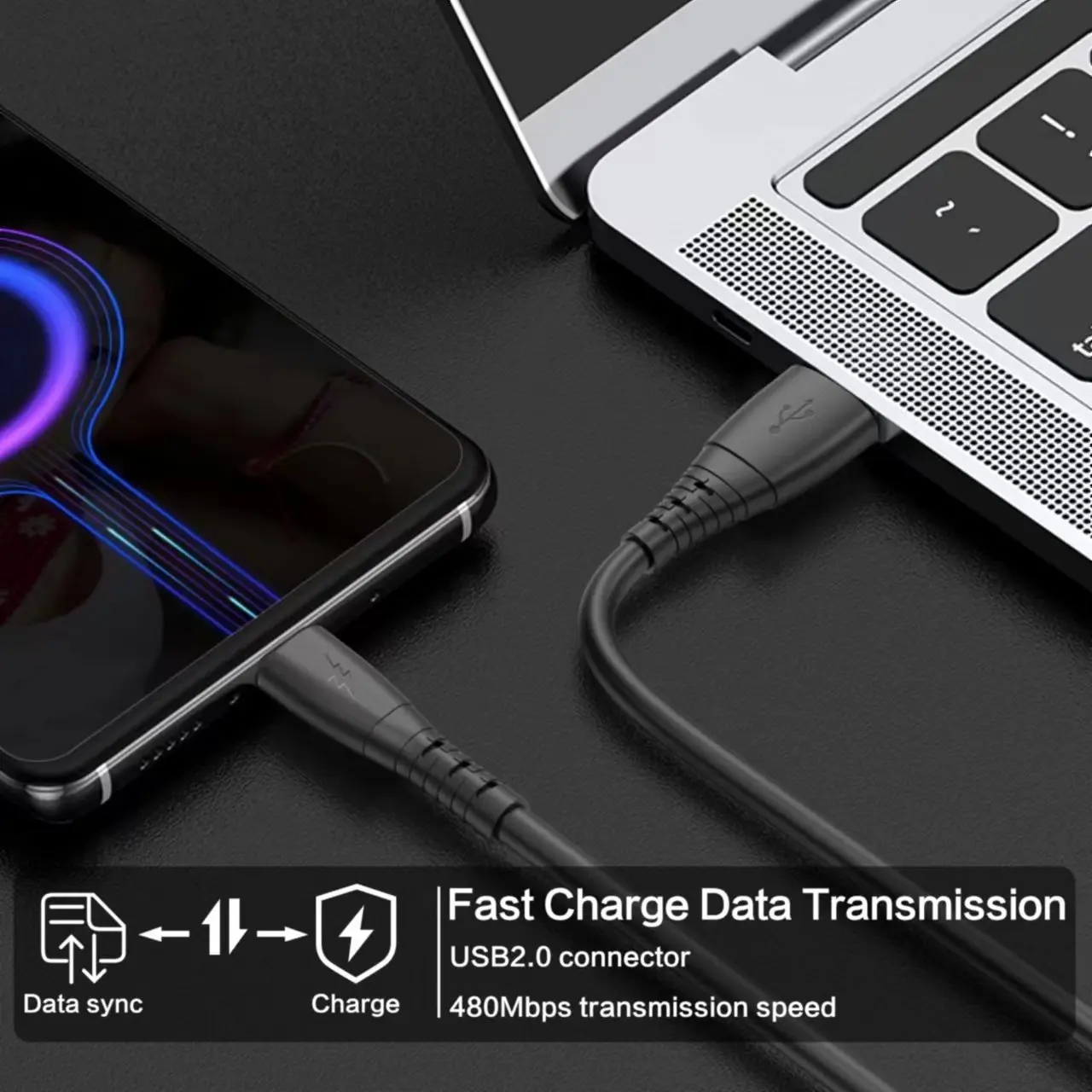 Spiral Curly 3a Type C PD USB Data Cable - Fast Charging