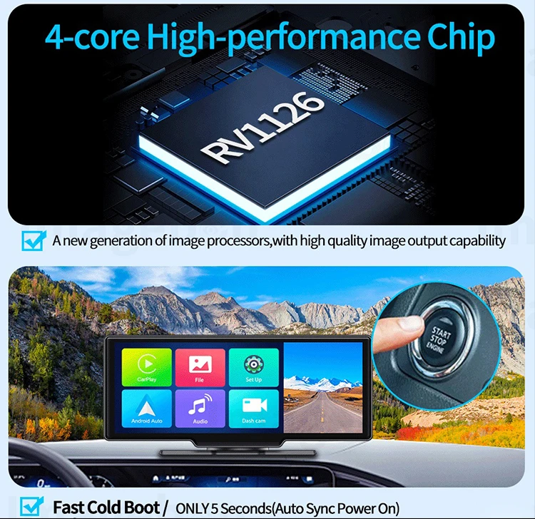 4K Portable ADAS Carplay Camera Monitor - Dual Lens Dash Cam