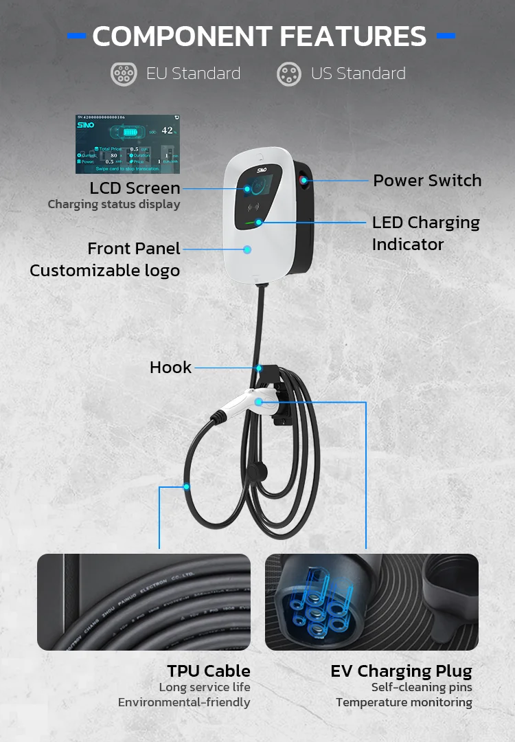Ac Electric Charging Station Wallbox Ocpp Ev Charger Car Smart Ev ...