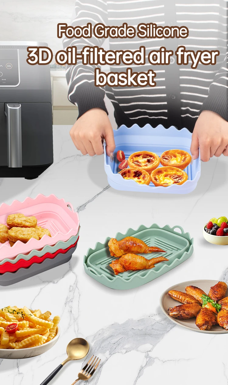 2023 Hot Sales Rectangle Air Fryer Silicone Pot Folding Baking Tray ...