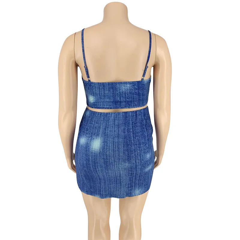 Split Hem Spaghetti Strap Plus Size Woman Oversized Tank Top And Skirt ...