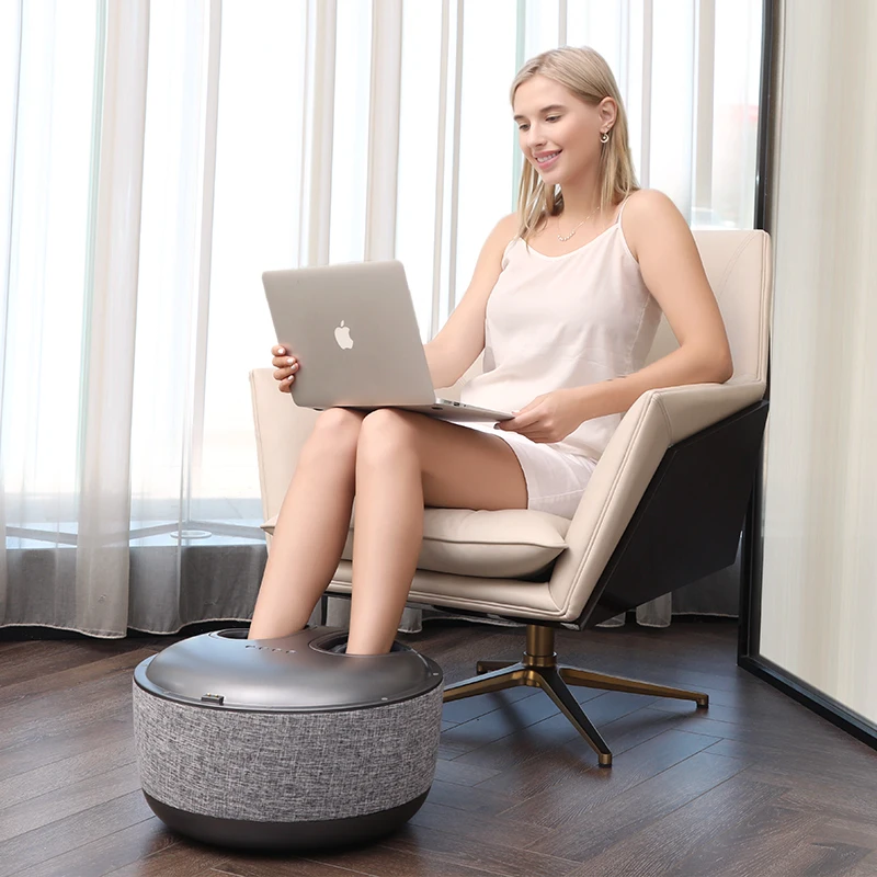 Foot Stool Round Pouf - Wireless Shiatsu Foot Massager