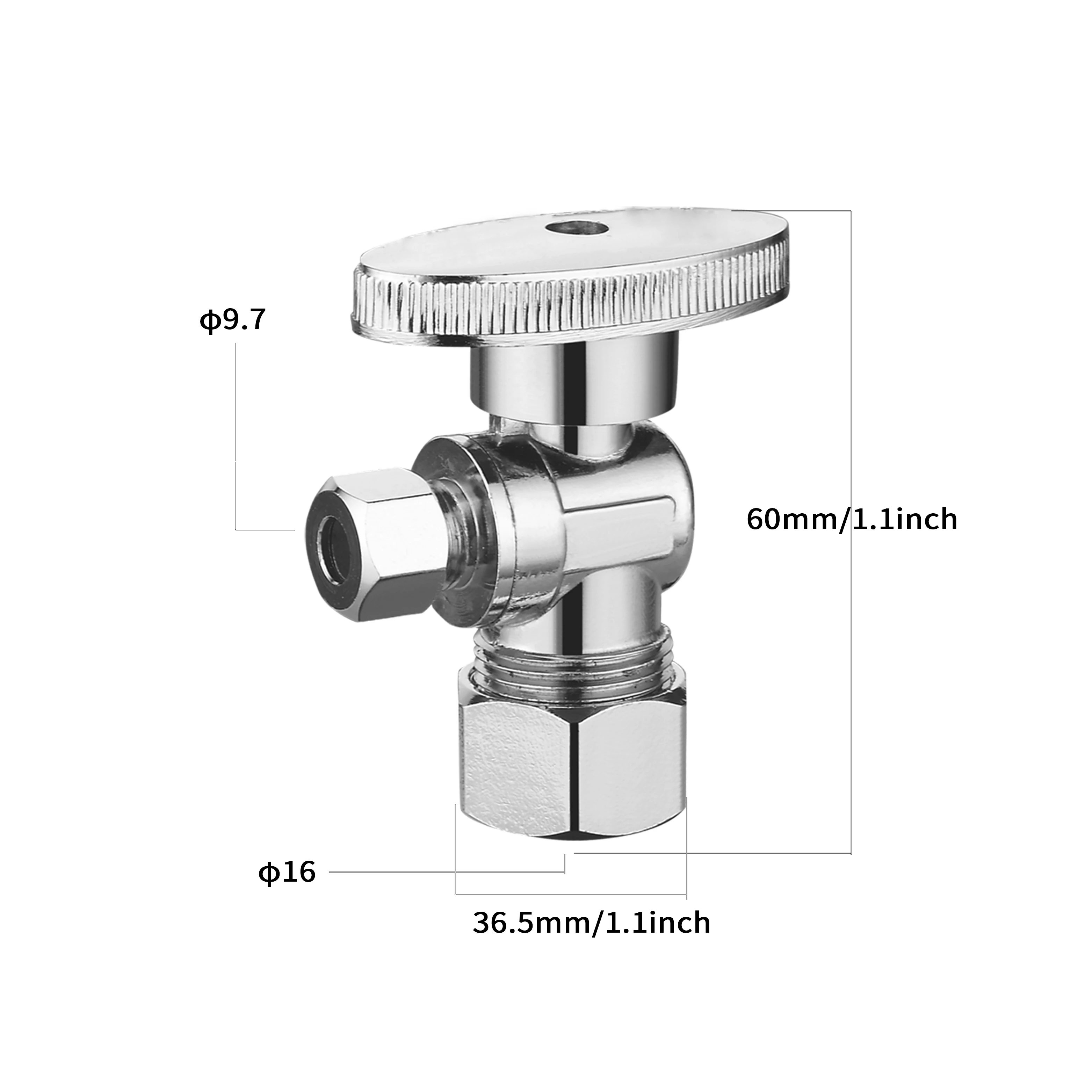 B&H Angle Stop Valve 1/2" OD X 3/8" OD Chrome Angle Shut-off Valve with ...