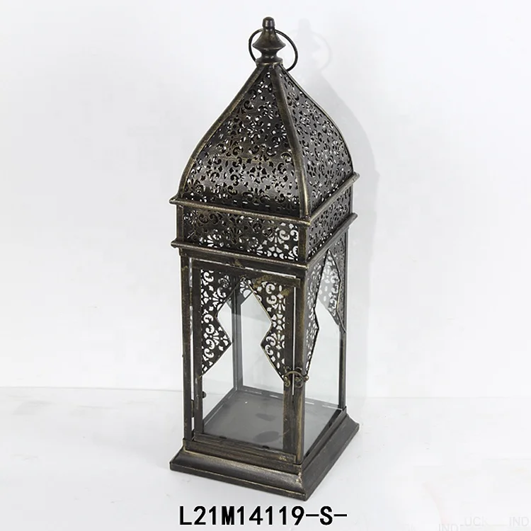 Wholesale S/2 Vintage Antique Garden Hanging Glass Lantern