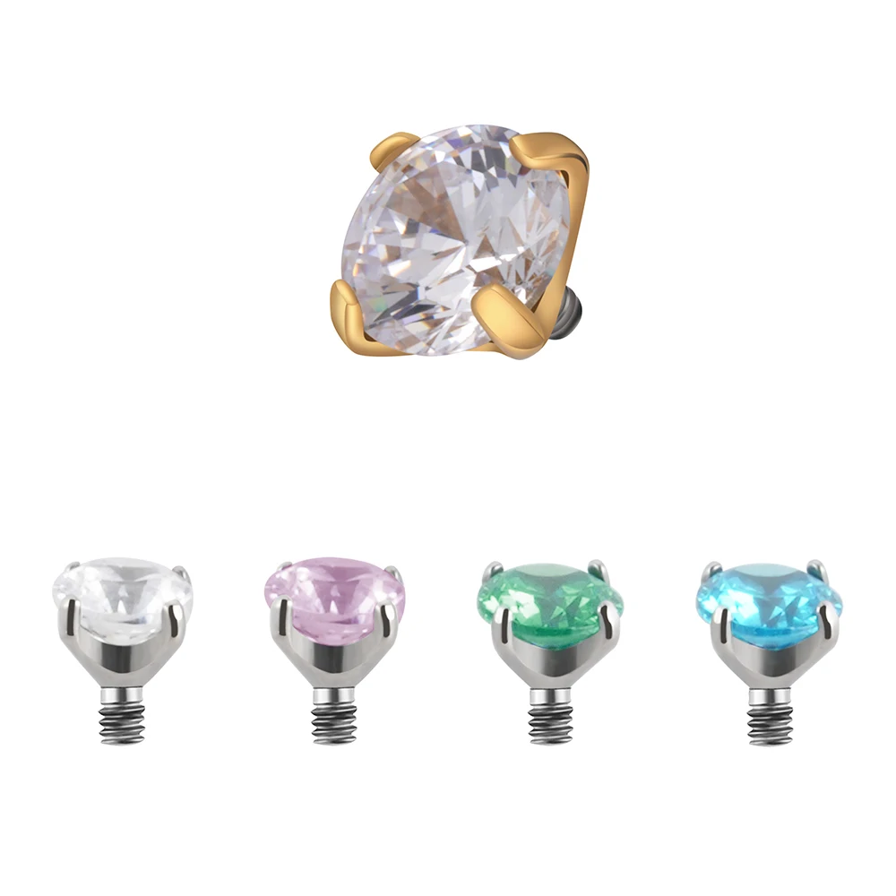 Right Grand Implant Grade Titanium 16G 3mm/4mm Cubic Zirconia ...