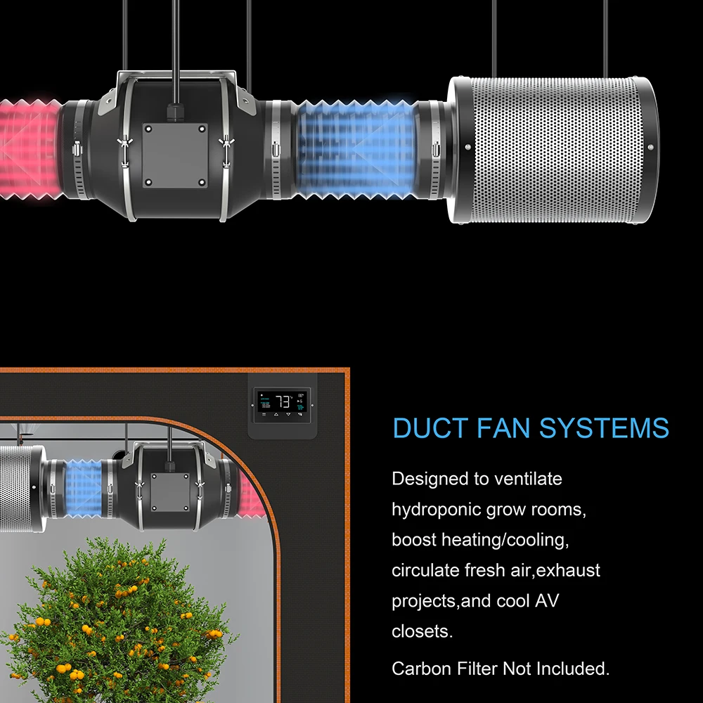 4'' EC Motor Duct Booster Fan - High Efficiency Ventilation