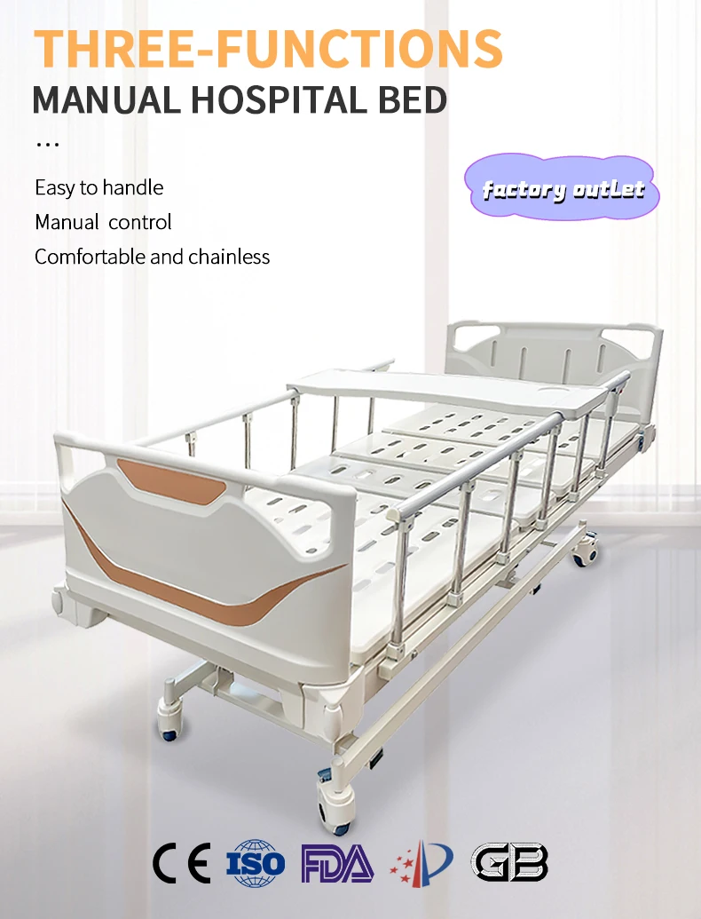Three-function Medical Hospital Beds With 3 Crank For The Elderly - Buy ...