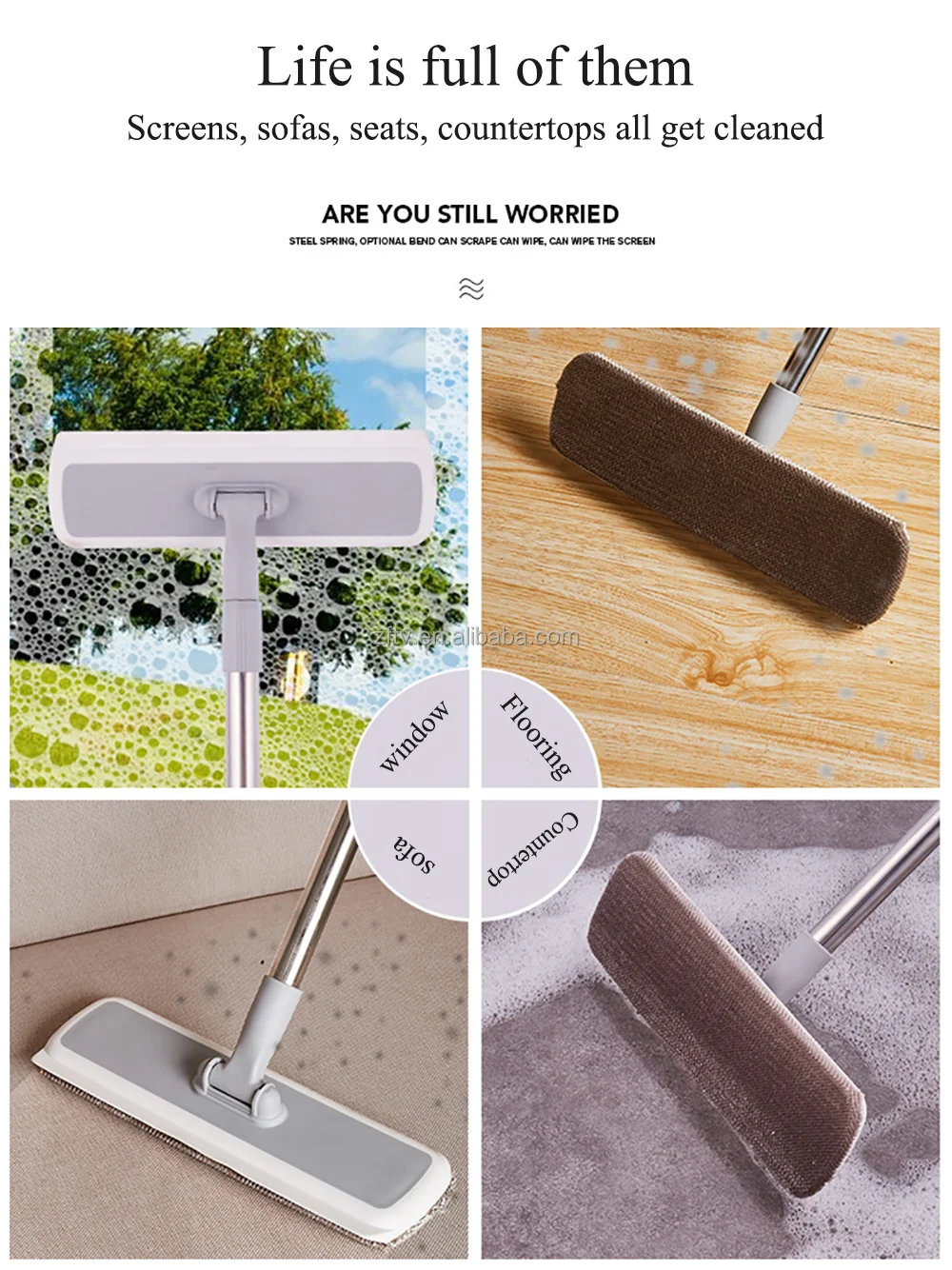 Wet Dry Dual Use Flannel Multifunctional Cleaning House Hold Screen ...