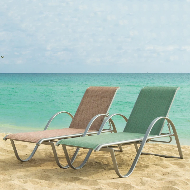Patio Backyard Chaise Lounge Chair Sun Beach Chair With Arm Frame Sling ...