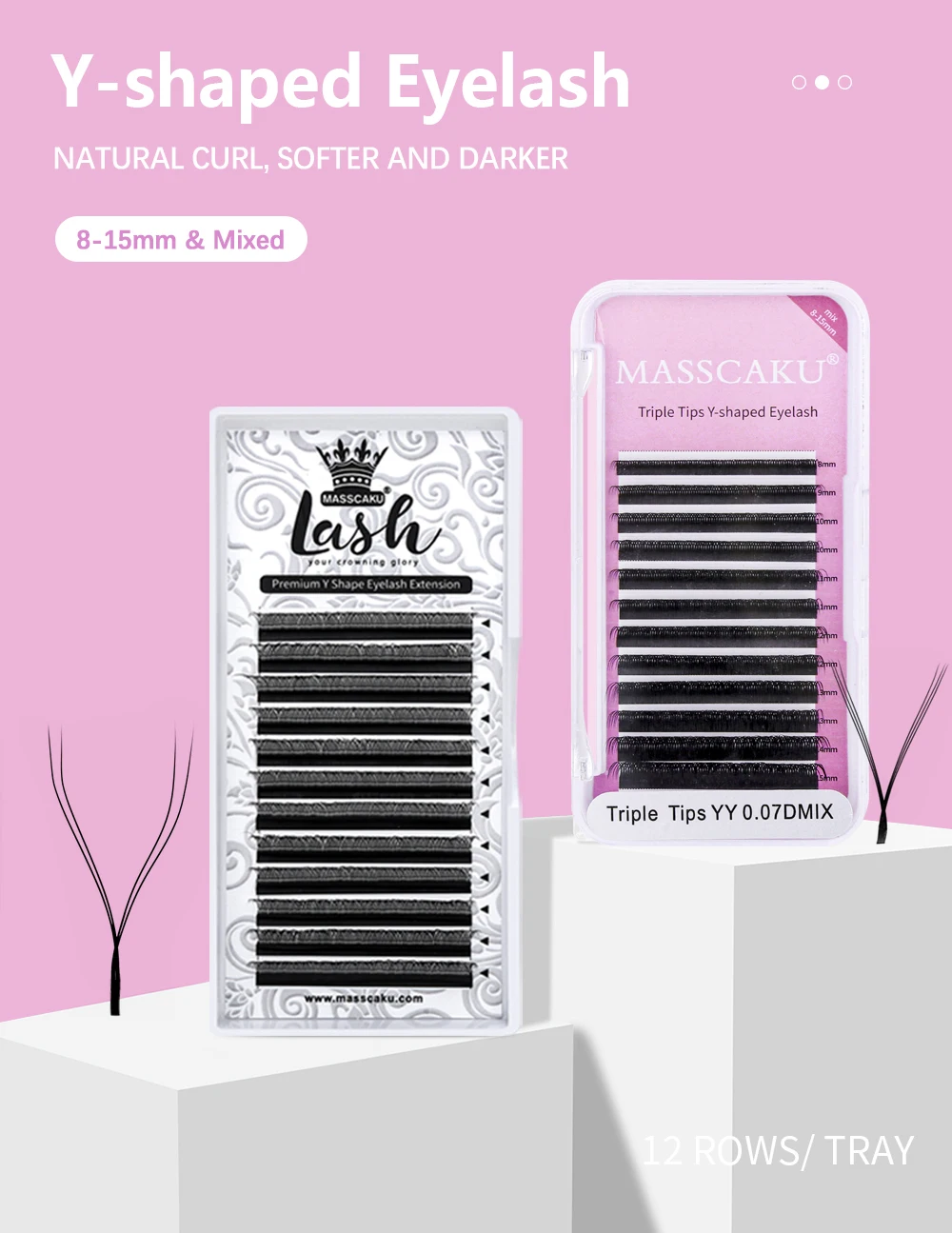 12 Rows Yy Shape Triple Tip Eyelash Masscaku Y Style Volume Eye Lashes ...