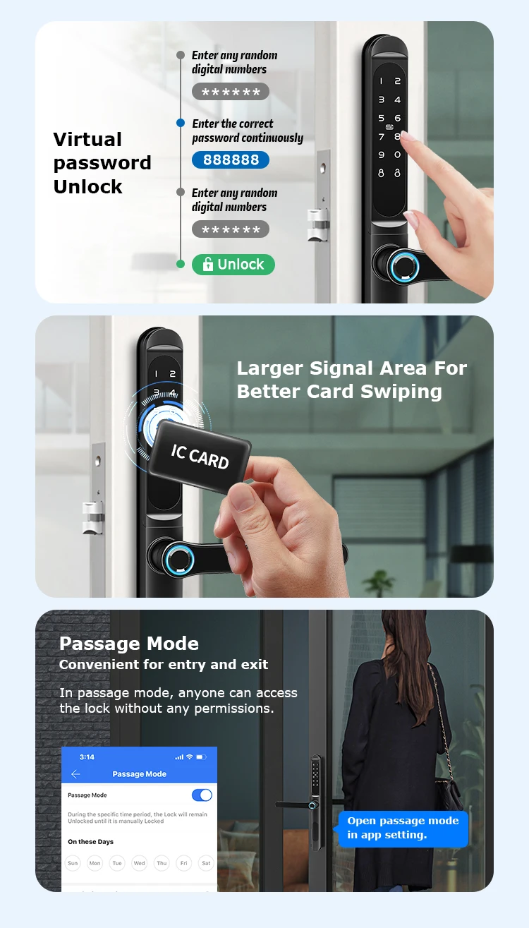 Tropernic TTlock 전자 지능형 도어 핸들 잠금 스마트 지문 슬라이딩 도어록| Alibaba.com