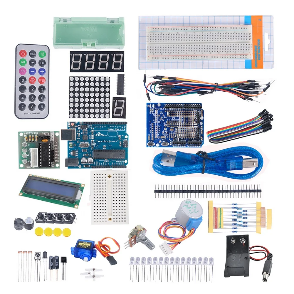 Electronic Starter Learning Kit for Arduino, MCU Board 1602 LCD Motor ...