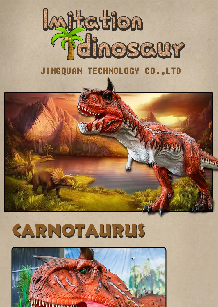 Carnotaurus Realistic Robotic Dinosaur Model for Outdoors