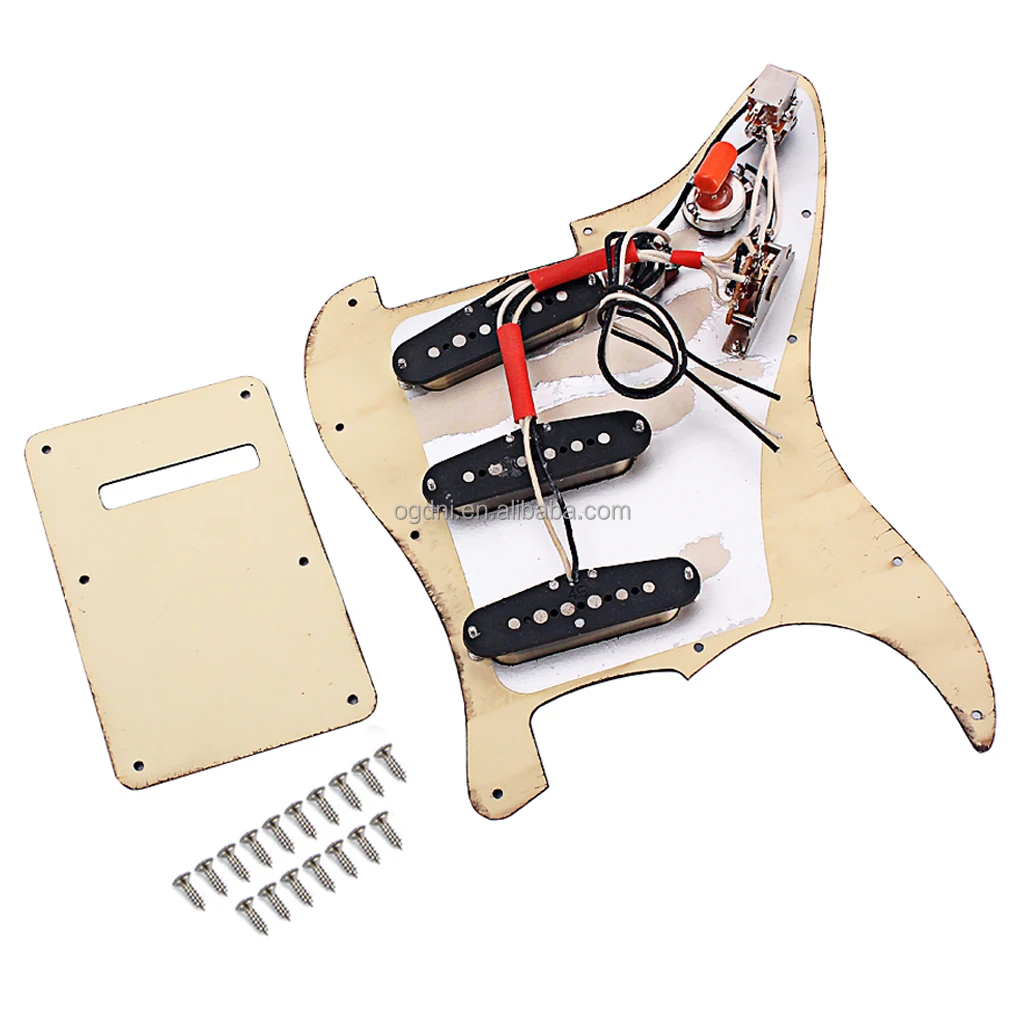SSS Prewired Strat Pickguard - Alnico V Pickups & Rosewood Grain