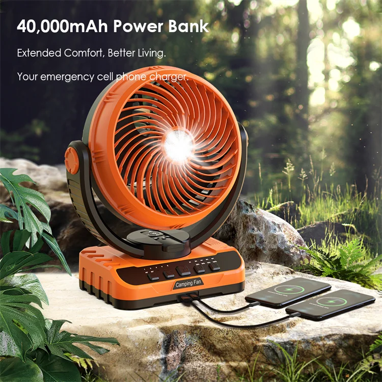 Rechargeable Camping Fan 20000mAh Battery Powered Auto-Oscillating ...