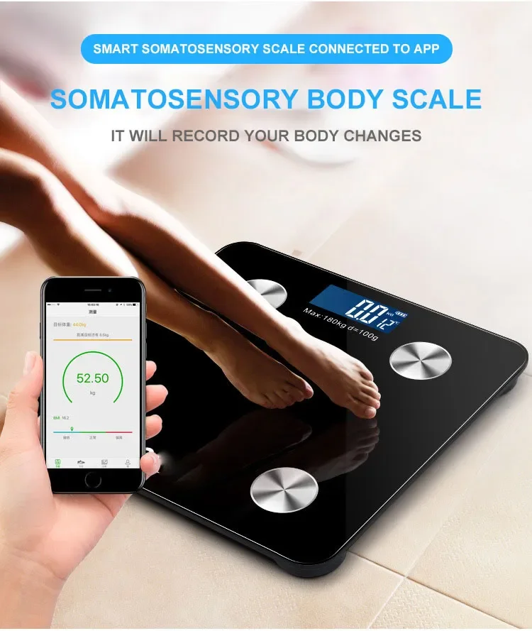 180kg Fat Body Monitor Machine Smart Household Scale Bathroom Scale ...
