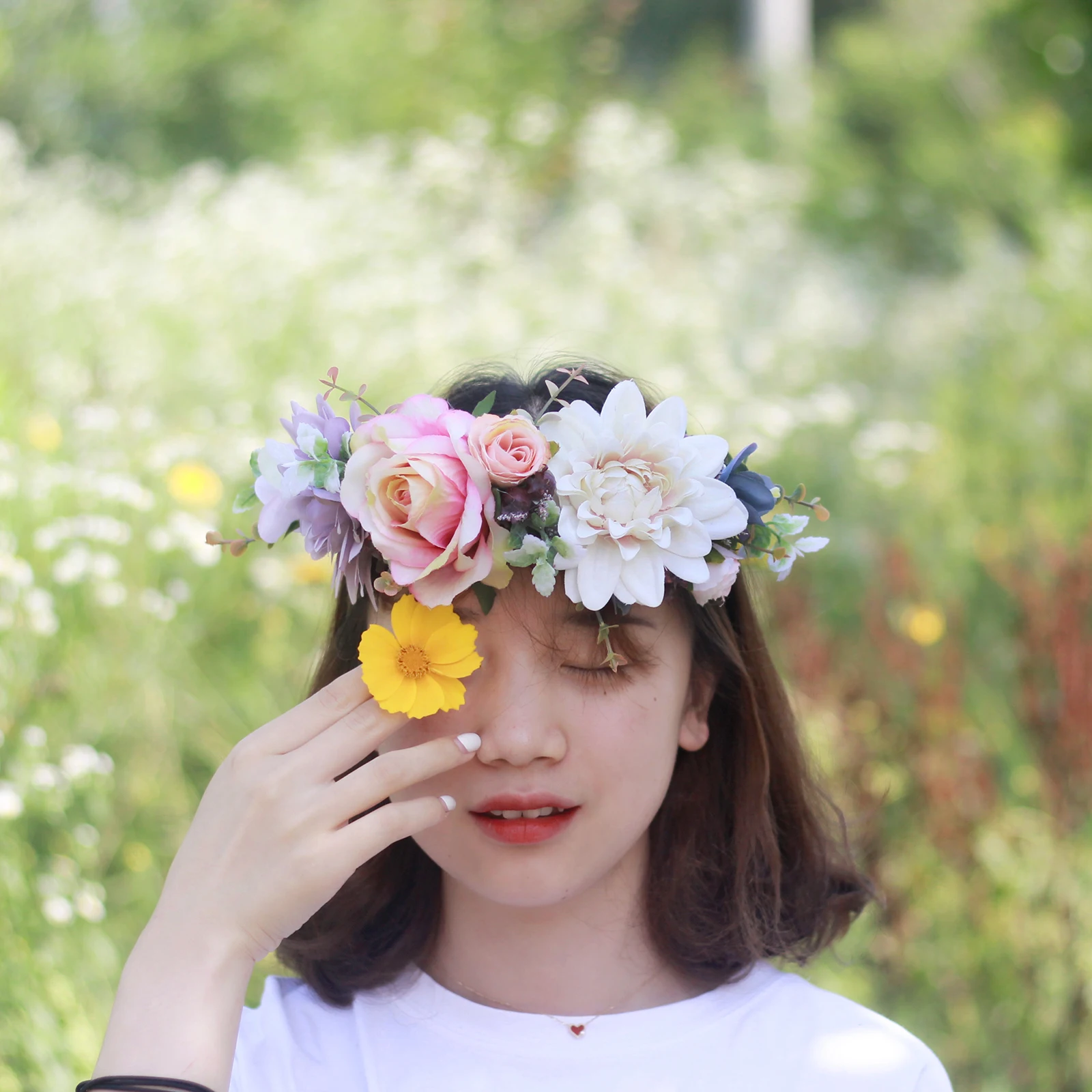 Fc189 Customize Boho Flower Crown Wedding Floral Wreath Hairband Flower ...