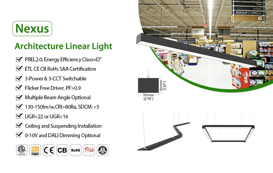 4FT Linkable LED Linear Light Matte Black Dimmable Architectural 3CCT ...