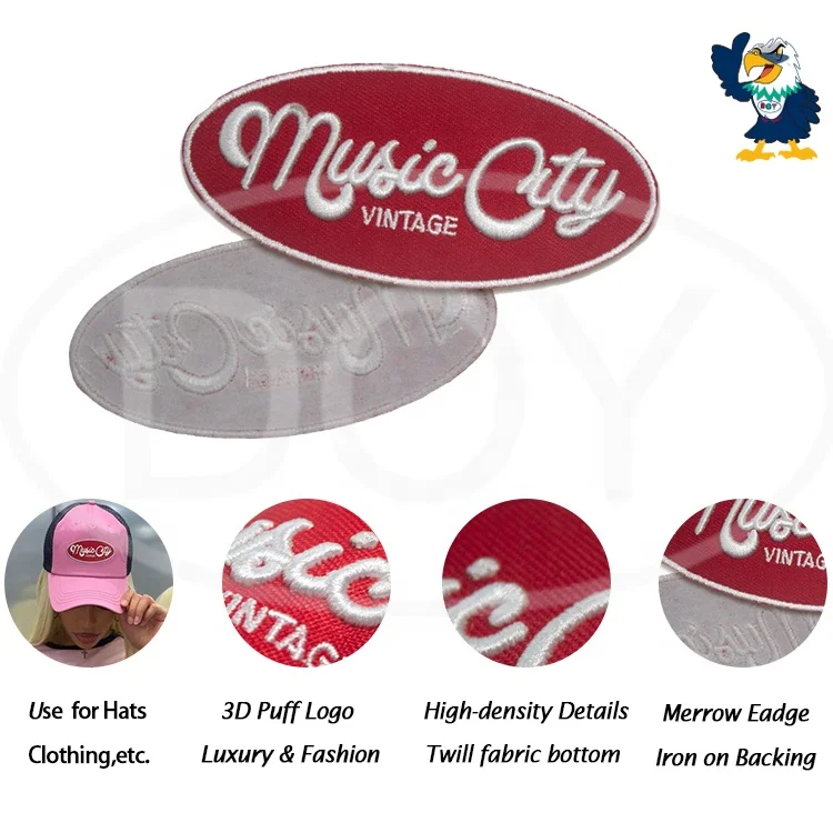 Embroidered Fabric Badges Supplier Custom Letter Logo Iron on 3d Puff ...
