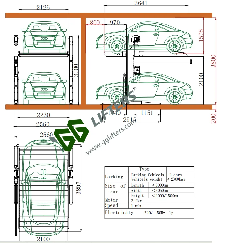Two Post Hydraulic Car Lift 2 Post Packing Lift Automatic Garage ...