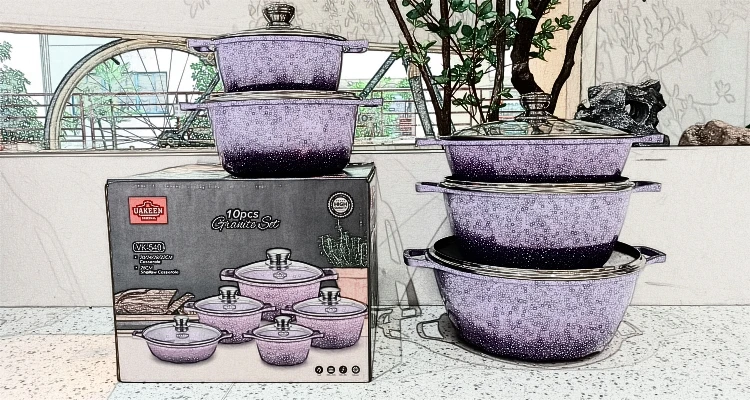 Wholesale Cast Iron Aluminum Granite Cookware Sets 10pcspanelas ...