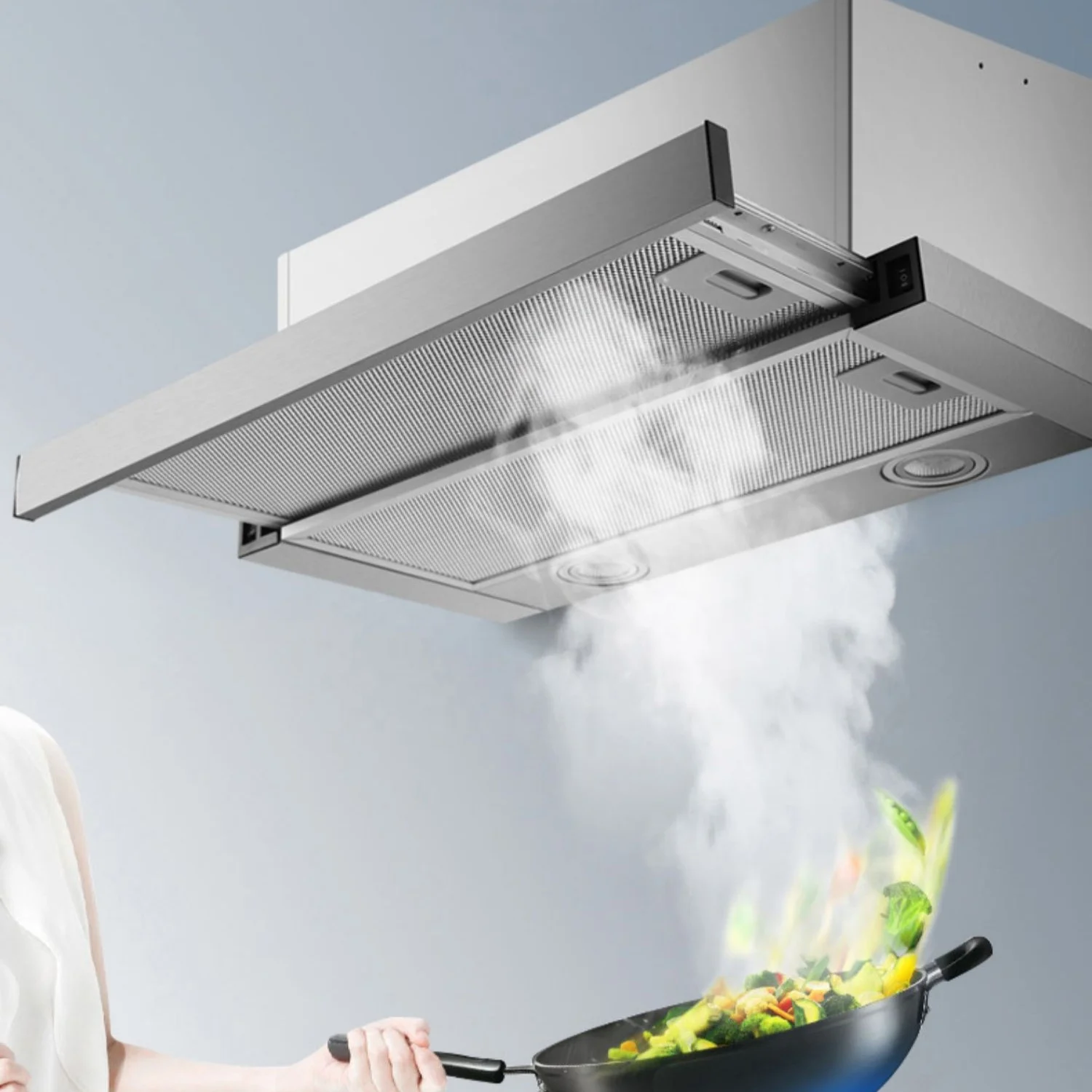 Factory custom range hood 90 cm slide out telescopic kitchen cheap pull ...