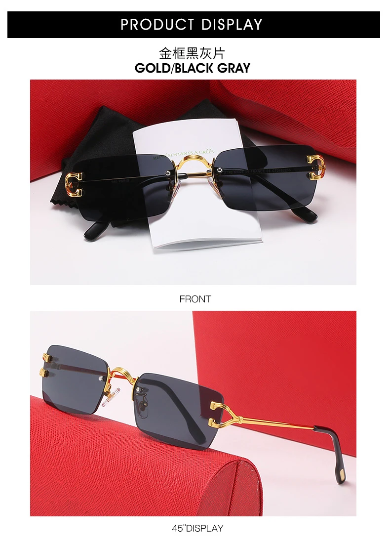 Mejores 2452233 Small Square Rimless Wooden Sunglasses 2022 New Custom ...