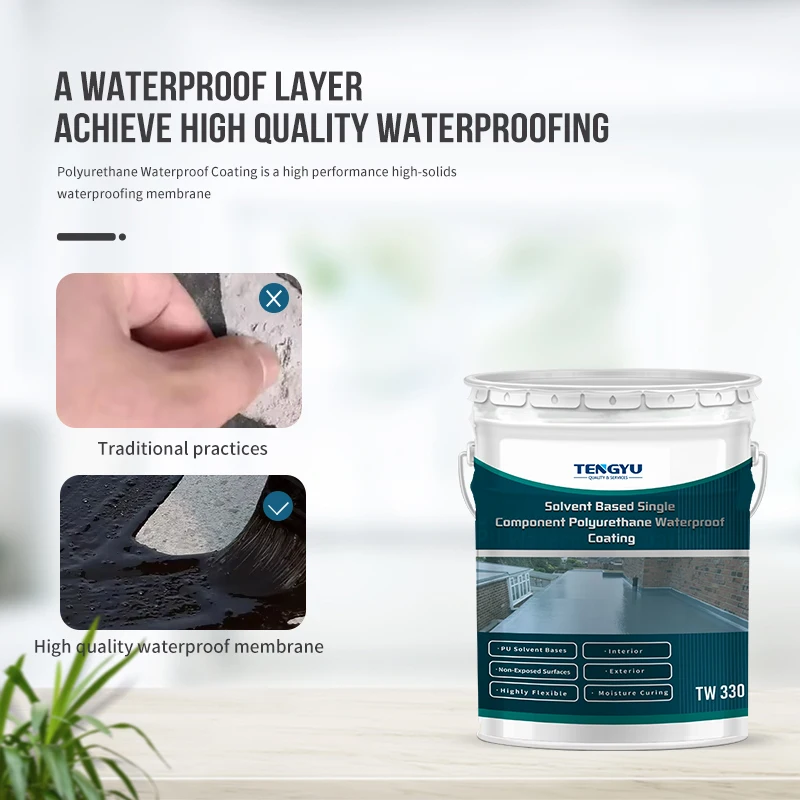 Grey Water-Based Polyurethane Coated Waterproofing Membrane for Roof OEM