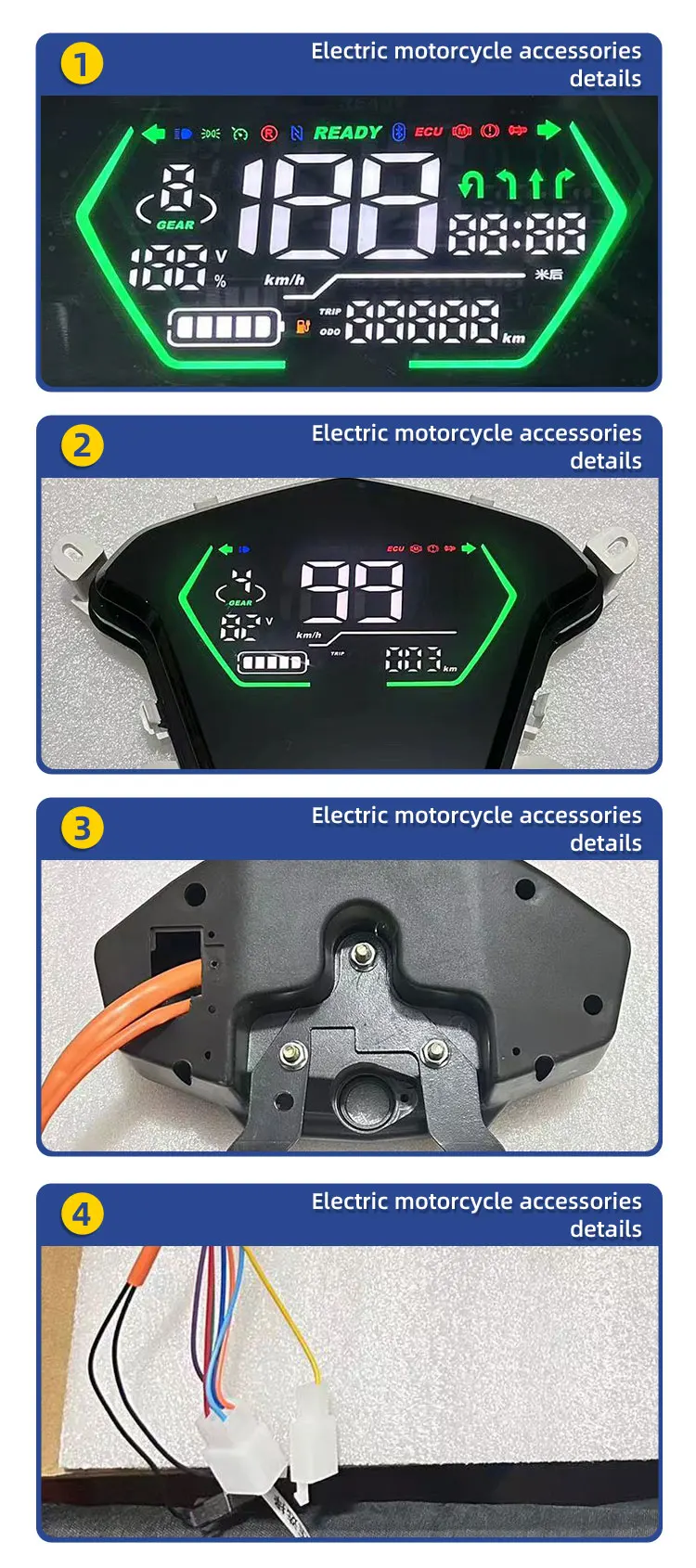 High Quality Motorcycle Digital Instrument Cluster 84v 96v Motorcycle ...