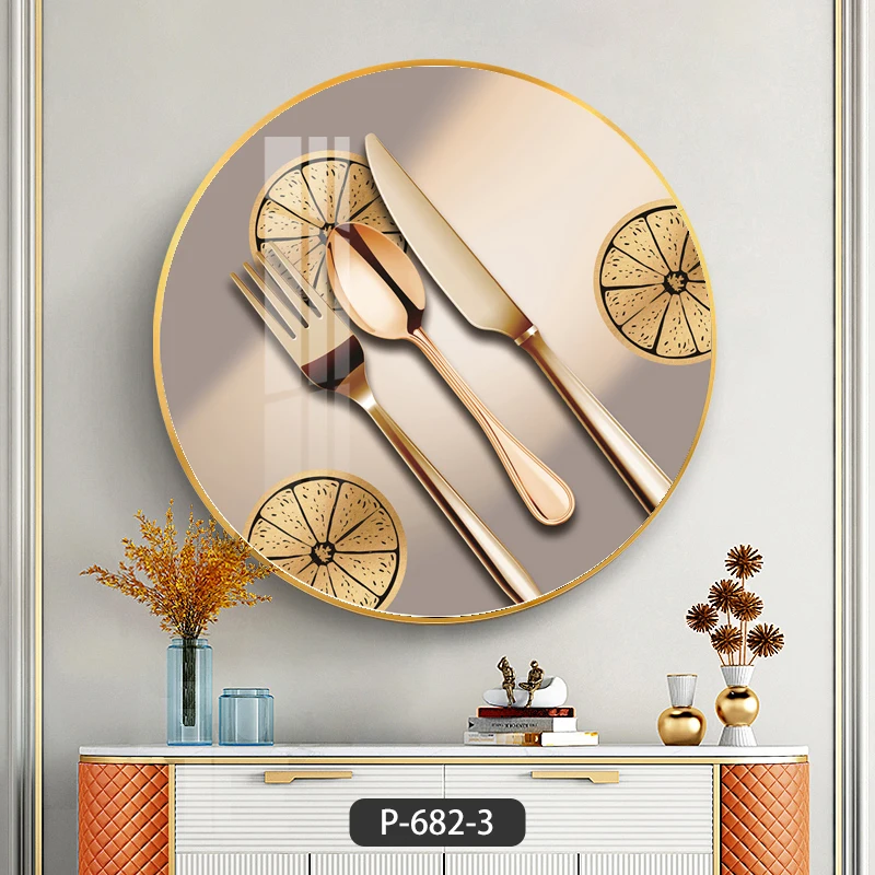Modern Luxury Golden Abstract Dinner Set Wall Poster Crystal Porcelain ...