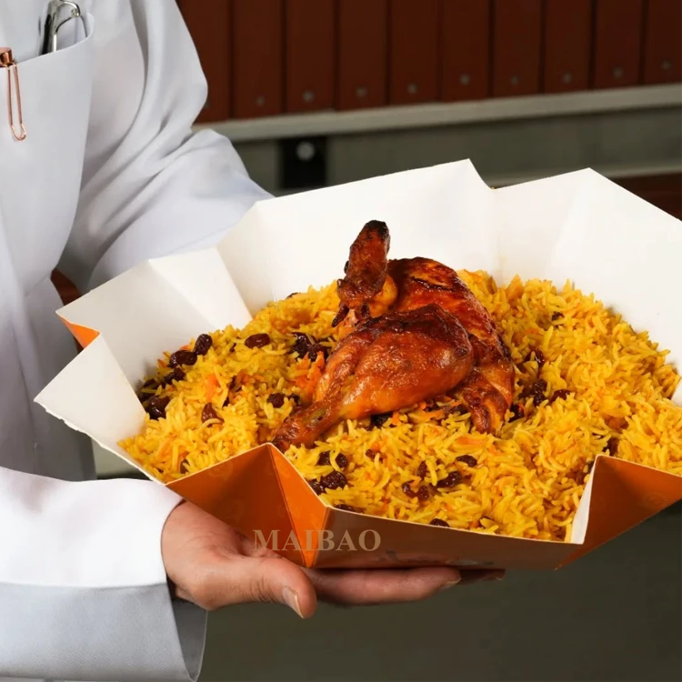 Customized Logo Arabian Chicken Mandi Rice Box - Eco-Friendly Foldable ...